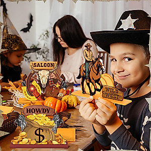 6 Pieces Western Cowboy Centerpieces Decorations West Wooden Tables Decorations Wild Western Theme Table Centerpieces for Cowboy Party Decorations Birthday Baby Shower