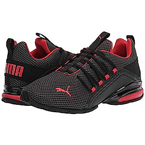 PUMA mens Axelion Running Shoe, Black/High Risk Red, 10.5 US