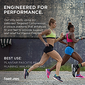 Feetures Plantar Fasciitis Relief Sock Ultra Light No Show Tab- Compression Sock for Men & Women