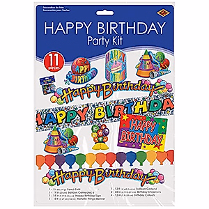Beistle Colorful Decorations Supplies 11-Piece Rainbow Happy Birthday Party Kit, One Size, Multicolored