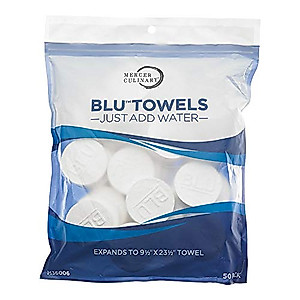 Mercer Culinary BLU Medium-Duty Compressed Foodservice Towel-50/Pack, 9-1/2 x 23-1/2, 50 Pack