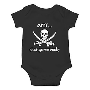 AW Fashions Arrr Change Me Booty Baby Bodysuit Fun and Adorable Newborn Clothing Trendy Infant Outfit (12 Months, Black)