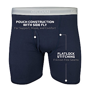 Gildan Men's Underwear Boxer Briefs, Multipack, Mixed Navy (5-Pack), Large
