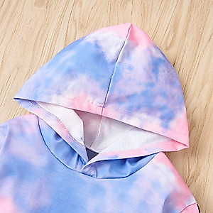 Axumity Toddler Baby Girls Clothes Long-sleeve Tie Dye Hoodie With Joggers Pants Fall Winter Outfits Set(5-6T)