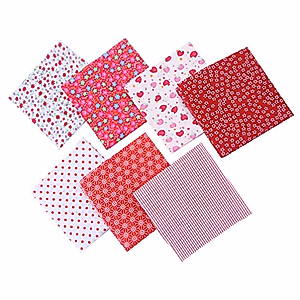 ABOOFAN Cotton Sheets Cotton Sheets Craft Fabric Bundle Patchwork Squares Floral Printed Cotton Craft Fabric for Home Cloth DIY Artcraft Accessory (Red) Floral Bed Sheets Cotton Bed Sheets