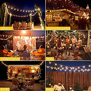Binval Outdoor Led String Lights 97ft Patio Lights with 48 G40 Shatterproof Bulb(1 Spare) Hanging Globe Lights Waterproof Hanging Lights String for Outside Backyard Porch Bistro Party Garden Gathering