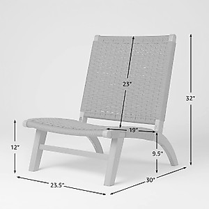 Aspect Living 64967 Pura Vida Modern Outdoor Lounge Chair - Comfortable Reclining Design with Woven Web Seat, Durable Wood Construction - Ideal for Porch, Patio, Lawn, Garden - Charcoal Gray