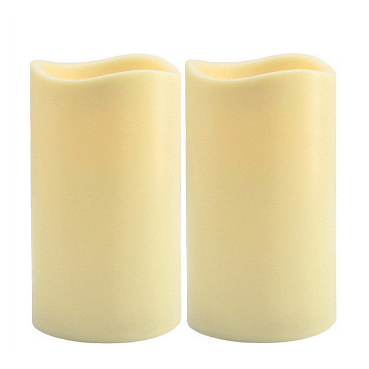 U&U Flameless Candles 3 x 4.5 Inch (Set of 2), LED Flickering Outdoor Candles Battery Operated Plastic Pillar Candles for Indoor/Outdoor Home Décor, Halloween, Wedding Decorations