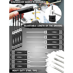 OGRC Tool Kit - Screwdriver Set (Flat, Phillips, Hex) RC Work Stand, 522PCS Screw Kit, Pliers Set, Body Reamer, Wrench, Tray, Repair Tools for RC Car Boat Quadcopter Helicopter – 26pcs (Black)