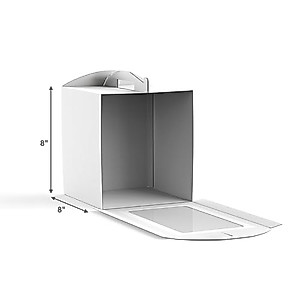 Box For Cake 10-Pack 8x8x8 inch White Cake Boxes with Window, European-Grade Sturdy Cardboard, Large Cake Carriers with Handle for Tiered Cakes, 10 PCS (White)