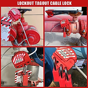 Lockout Tagout Cable Lock 9 PCS Adjustable Loto Steel Cable with Vinyl Coated,1/4" Diameter, 6' Length,for Alamanda Lock Out Tag Out Station Kit