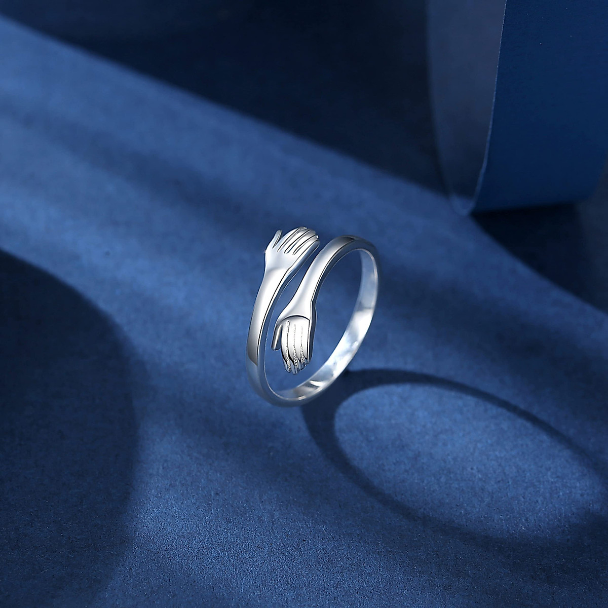 Hug Ring Promise Rings for Couples Mens Women's Men Her Thumb Women Adjustable Sterling Silver Cute Teen Girls Aesthetic Simple Dainty Personalized Engraved Custom Name (1)