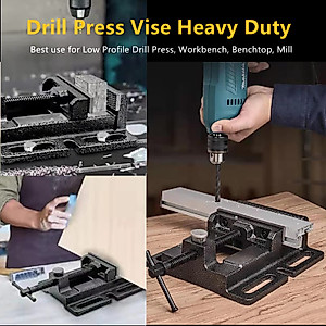 Drill Press Vise, Quick Release Bench Vise 5'', Heavy Duty Drill Press Vice Clamp- 5.12" Jaw Opening, 4.84" Jaw Width - Vice for Woodwork, Low Profile Drill Press, Benchtop, Milling Machine,etc