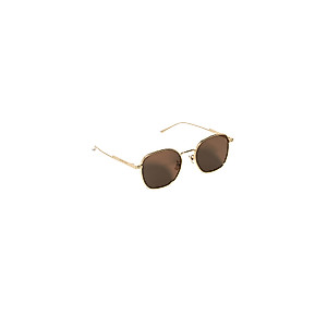 Bottega Veneta Metal Ribbon Round Sunglasses, Gold/Gold/Brown, One Size