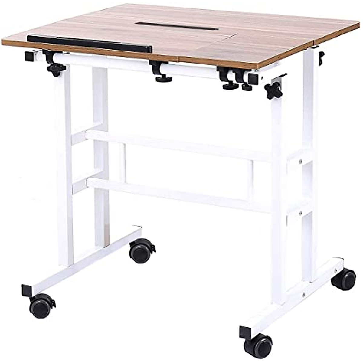 soges Adjustable Stand Up Desk 23.6 inches Computer Mobile Desk Workstation with Standing and Seating (Oak)