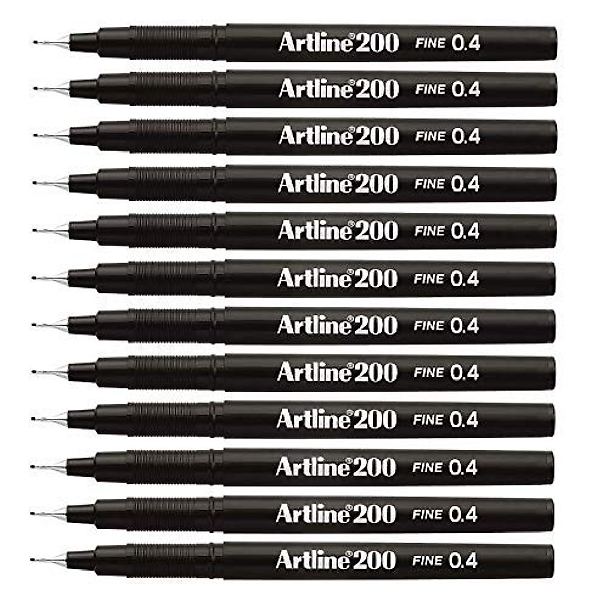 Artline 200 Fineliner Pen Water-based Ink 0.4mm Tip 0.4mm Line Black Ref A2001 [Pack of 12]