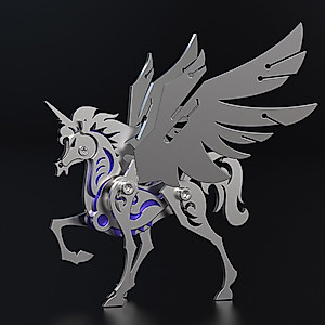 Luminda 3D Metal Puzzles for Adults - Fantasy Unicorn DIY 3D Metal Model Kits - 23+Pcs Mechanical Metal Models DIY Animal Brain Teasers, Art Craft Home Deco Gifts for Teens & Adult - Purple