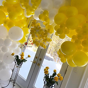 NISOCY Yellow Latex Balloon Arch Kit, 102PCS 18In 12In 10In 5In Yellow Balloons Arch Garland for Birthday, Baby Shower, Wedding, Sunflower, Honeybee Lemon,Yellow Theme Decoration with 33ft Ribbon