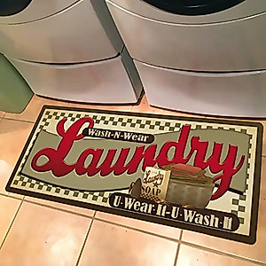 Ukeler Laundry Room Rug, Laundry Room Floor Rug for Wash Room Non Skid Kitchen Floor Mat Non-Slip Rubber Area Rug 20x59