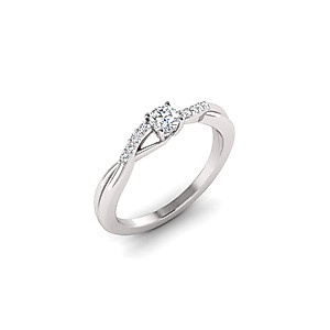 1/2 Carat TW Women's Moissanite and Natural Diamonds Engagement Ring in 10k White Gold, Size 10