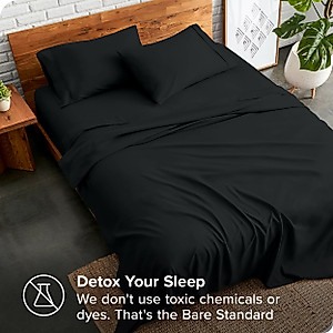 Bare Home Full Sheet Set - Luxury 1800 Ultra-Soft Microfiber Full Bed Sheets - Double Brushed - Deep Pockets - Easy Fit - 4 Piece Set - Bedding Sheets & Pillowcases (Full, Black)