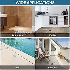 TICONN 4'' Square Floor Shower Drain, Lattice Square Perforated Pattern Easy Cleaning Removable Grate, Rustproof SUS 304 Stainless Steel (Oil Rubbed Bronze, 4'')