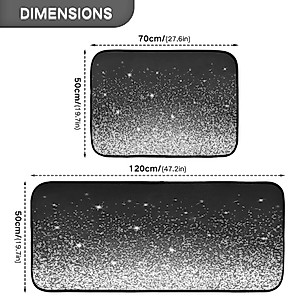 Black Bling Kitchen Rug Mats Shiny Glitter Floor Rugs Washable Non-Slip Carpet Area Comfortable Standing Mat for Bedroom Living Room Door Mat Decor