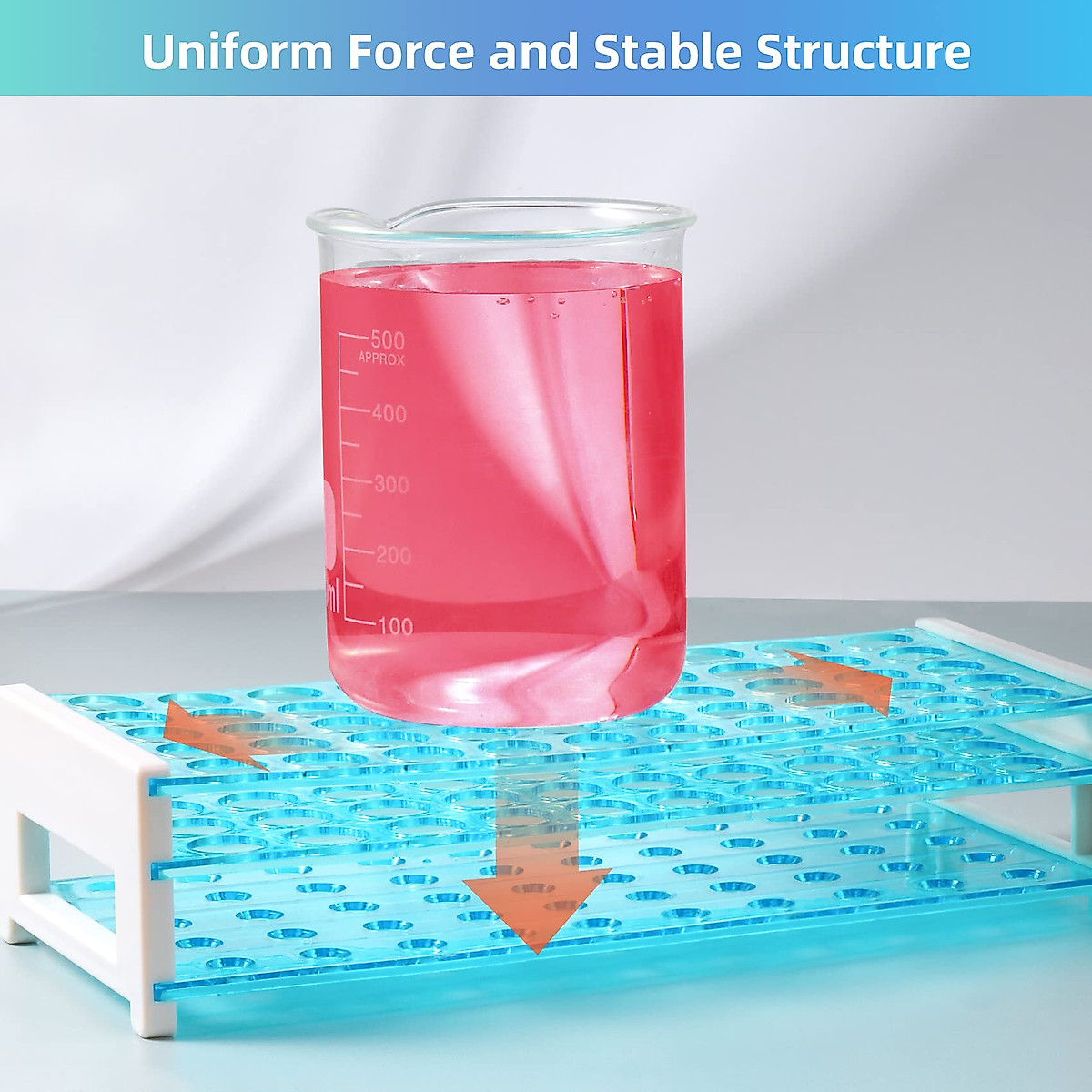 Annhua Test Tube Rack Plastic for 18 mm Tubes Holder Tray, Holds 50, Lab Tube Holder Rack Tube Stand for Sicence Laboratory, Classroom and Home Use - Detachable, Rack Only