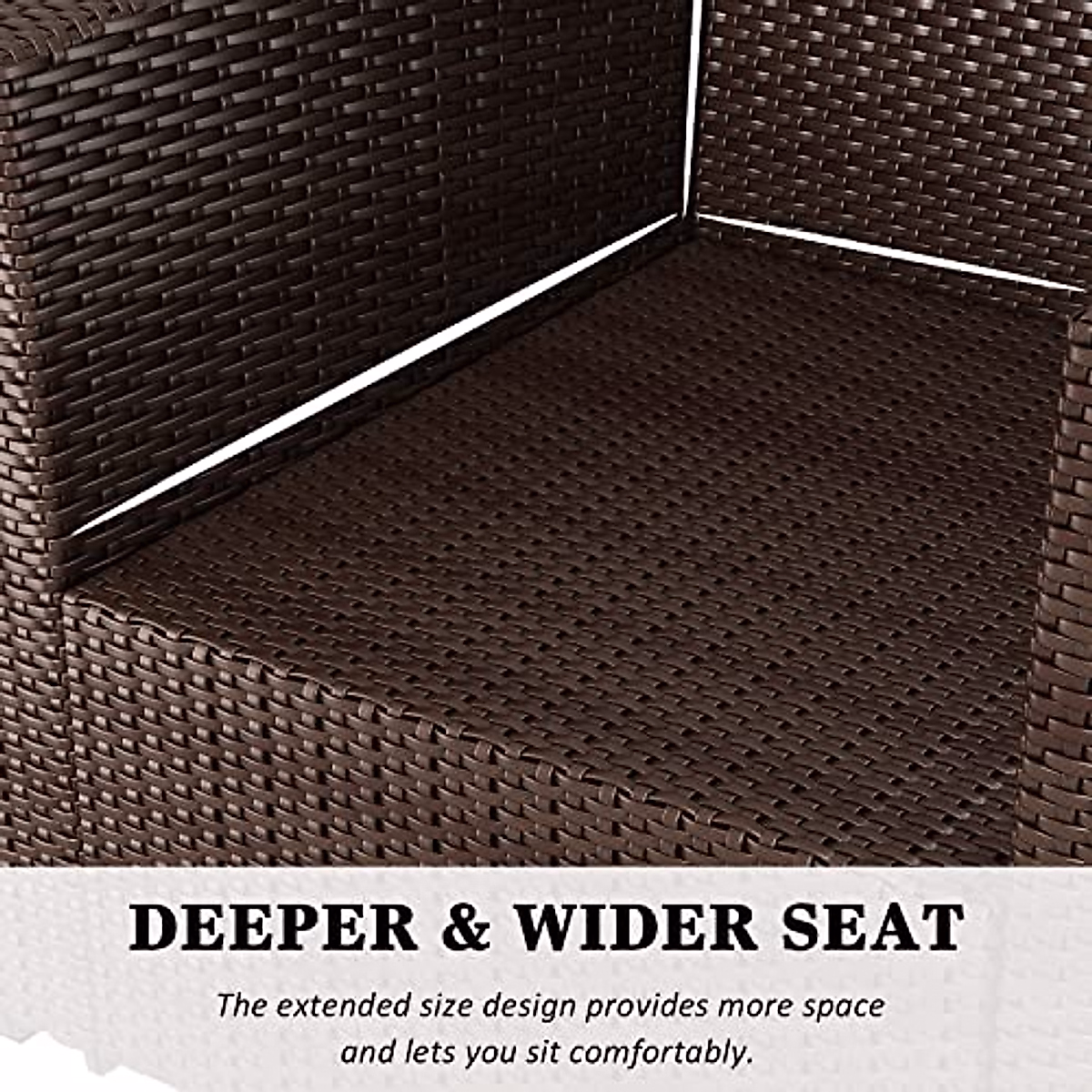 LayinSun 4 Piece Outdoor Patio Furniture Sets, Wicker Conversation Sets, Rattan Sofa Chair with Cushion for Backyard Lawn Garden (Brown)