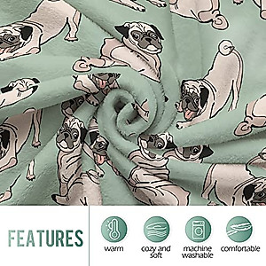 Levens Pug Dog Blanket Gifts for Women Girls Mom, Adorable Cartoon Animals Decoration for Home Bedroom Living Room Sofa Office, Soft Comfortable Lightweight Throw Blankets 50"x60"