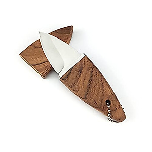 HUAAO 4.6'' Mini Knife, Pocket Knife with 440C Blade Wood Handle, Small Knife Fixed Blade Knife with Sheath for EDC Opening Package Collection Gift