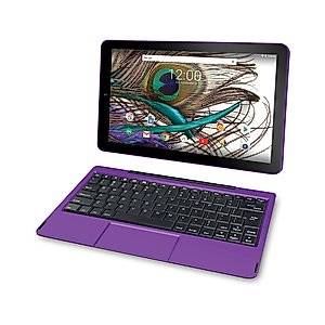 2018 Newest Premium High Performance RCA Viking Pro 10.1" 2-in-1 Touchscreen Laptop Computer Tablet Quad-Core Processor 1G Memory 32GB Hard Drive Detachable-Keyboard Webcam Android 5.0 Lollipop-Purple