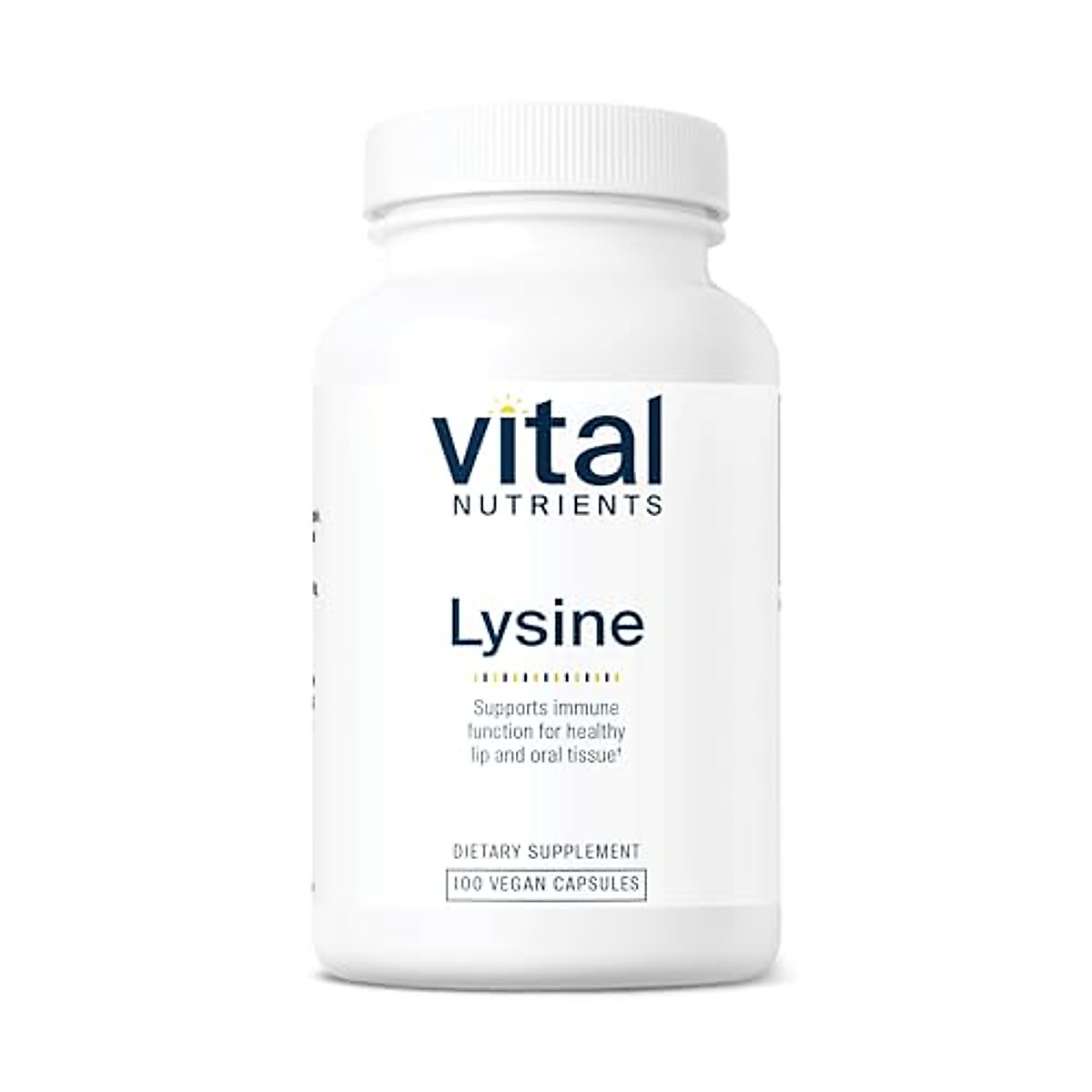 Vital Nutrients - Lysine - Supports Immune Function and Normal Arginine Levels - Supports Calcium Absorption - 100 Vegetarian Capsules per Bottle - 500 mg