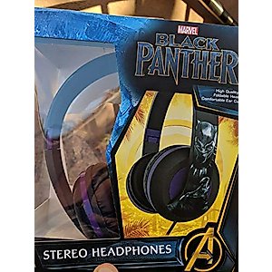 Black Panther Headphones, Adjustable Headband, Stereo Sound, 3.5Mm Jack, Wired Headphones, Tangle-Free, Volume Control, Foldable, Kids Headphones Over Ear for School Home Travel