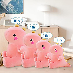 DUANMUL Cute Dinosaur Plush Toys, Fat Dinosaur Soft Stuffed Animals Toys Dolls, Dino Plushies Doll Cute Birthday Gifts for Kids Girls Boys (Pink,8in)