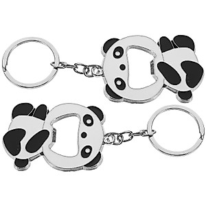 BESTOYARD 2PCS Panda Bottle Opener Keychain Cute Chinese Panda Beer Beverage Bottle Opener Key Ring Novelty Animal Bottle Opener for Women and Men Gift