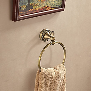 Leyden Brass Toilet Paper Holder,Antique Towel Ring Retro Hand Towel Holder,Brass Towel Bar,Antique Towel Rack Holder Bath 11.81 Inch Rod Hanger