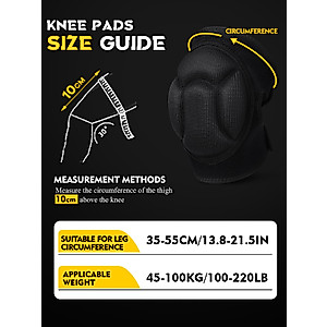 DGSHIRLDJO Knee Pads for Gardening, Cleaning, Construction Work, Flooring, Men/Women Knee Pads with Thick EVA Foam, Anti Slip Collision Avoidance Gardening Kneeling Pad （1 Pair, Black）