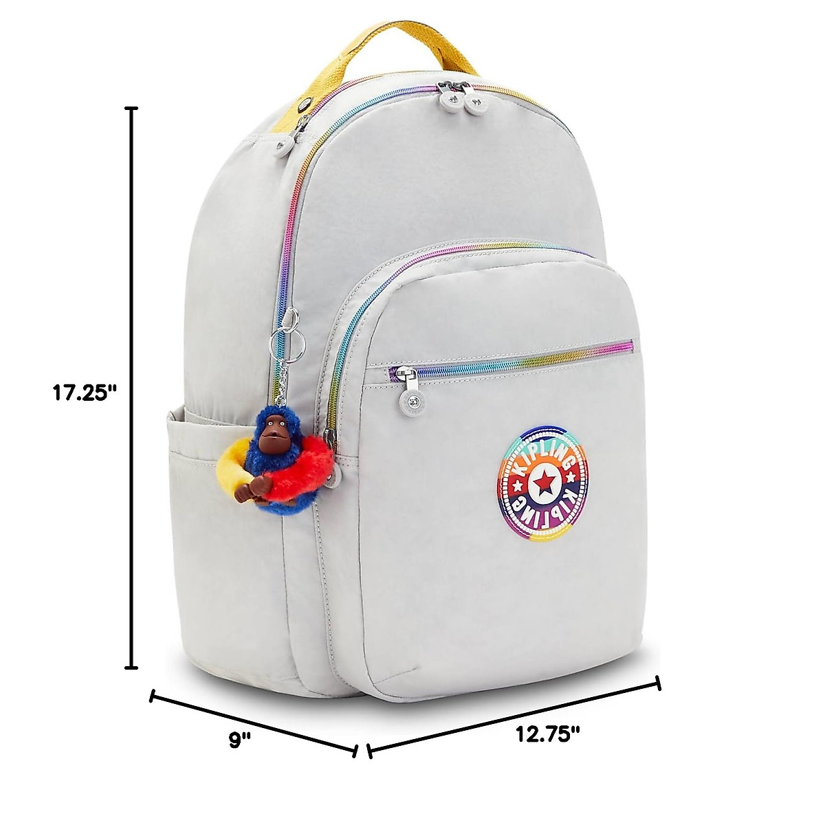 Kipling Seoul Large 15" Laptop Backpack Truly Grey Rainbow