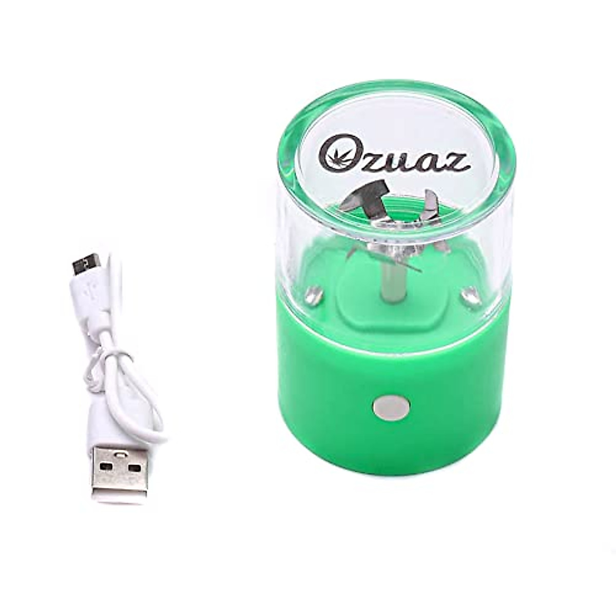 OZUAZ Lid Electric Plastic Grinder Herb Grinder, Blades Updated Spice Grinder, Electric Rechargeable Grinder with Transparent Chamber, High-efficiency, Portable and Waterproof coffee Grinder(Black)