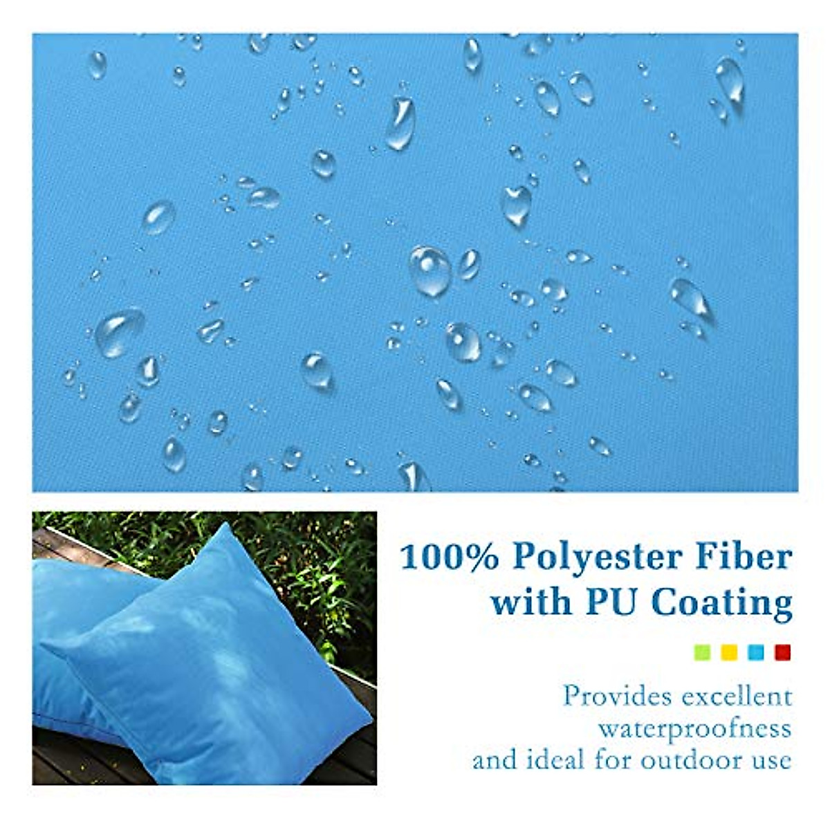 Lewondr Waterproof Outdoor Throw Pillow Cover, 2 Pack Solid PU Coating Throw Pillow Case UV Protection Garden Cushion Cover for Patio Sofa Couch Balcony 18"x18"(45x45cm) - Light Blue