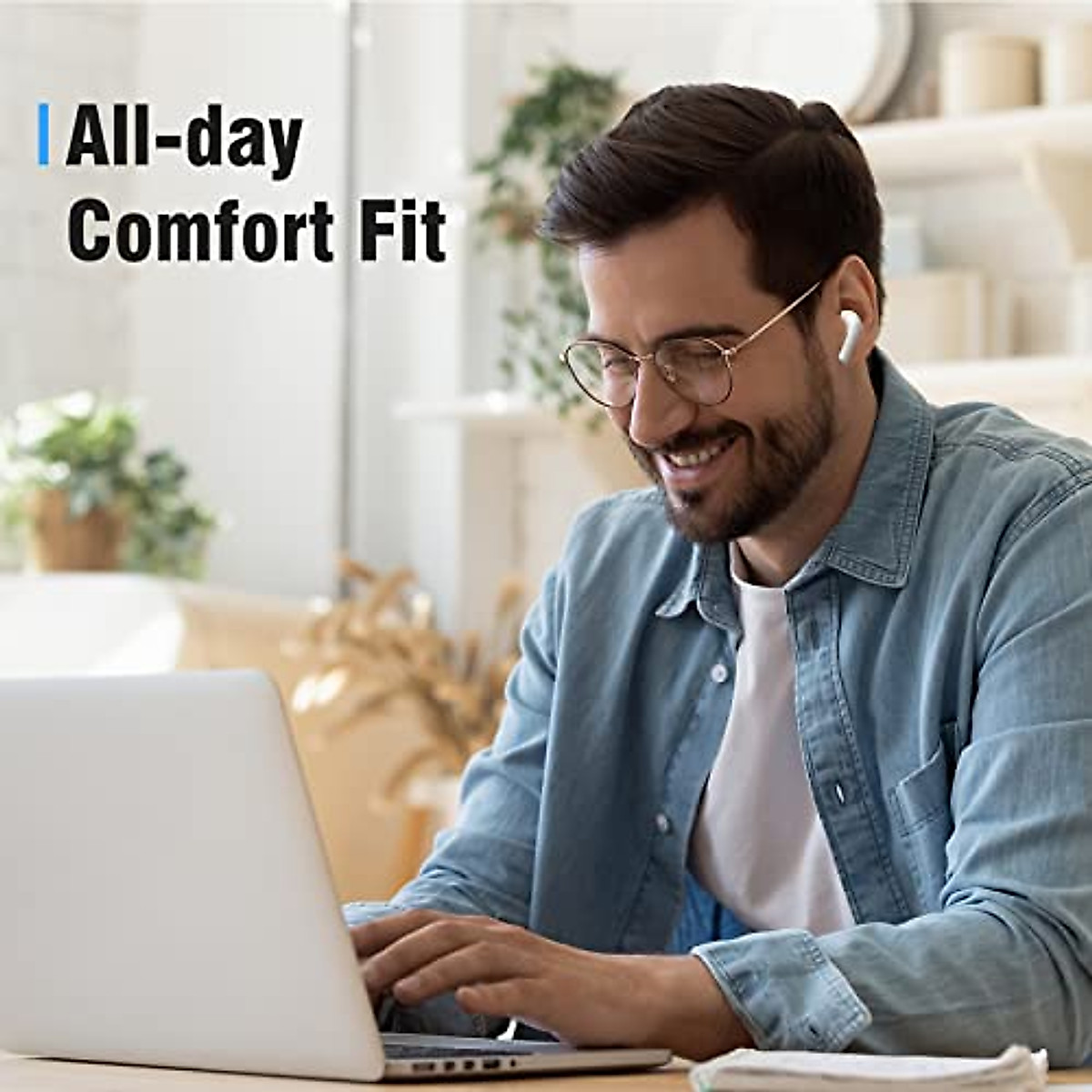 Chof A3 True Wireless Earbuds Bluetooth 5.0, Built-in Microphone, Touch Control with Wireless Charging Case Auto Pairing in Ear Headphones, 36H Playtime, Premium Stereo Earphones for iPhone Android