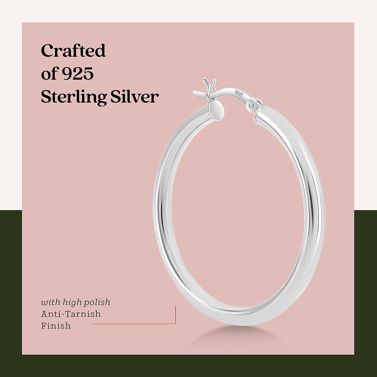 Sterling Silver Hoop Earrings - 3mm x 35mm Click-Top Tube Hoop