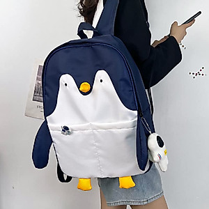 KOWVOWZ Kawaii Frog Large Novelty Backpack Girl Boy Teen Cute Fuuny Panda Animal High School Backpack Laptop Waterproof Bookbag (Penguin)