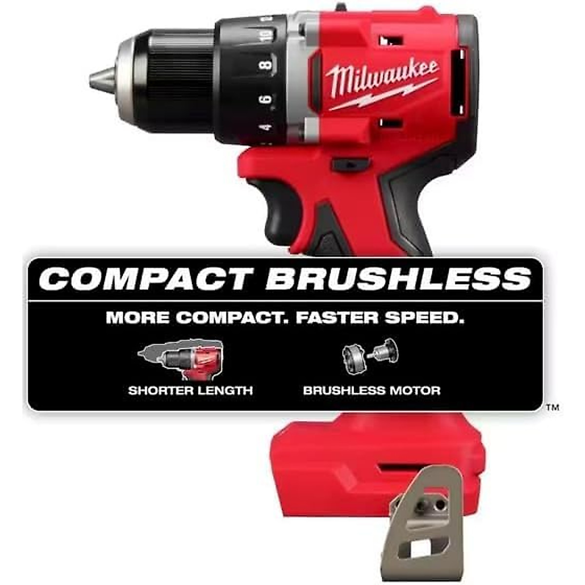 Milwaukee 3601-20 M118 18V Lithium-Ion Brushless Cordless 1/2 in. Compact Drill/Driver (Tool Only), Red