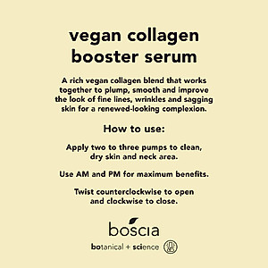 boscia Vegan Collagen Booster Serum - Vegan, Cruelty-Free, Natural & Clean Skin Care - Collagen Serum for Anti-Aging - For All Skin Types - 1 Fl Oz