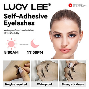 LUCY LEE Reusable Self-Adhesive Eyelashes 3 Pairs, False Eyelashes No Glue or Eyeliner Needed, Easy to Put on within 3 Secs, Stable/Non-slip Waterproof Fake Eyelashes Soft Reusable Lashes 3D