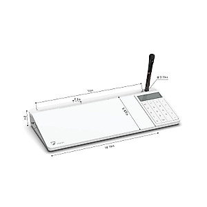 TOWON Desktop Glass Whiteboard with Basic Calculator, 12 Digit LCD Display, Desk Organizers with Accessories for Office, Home, School Supplies, Storage with Dry Erase Board Surface, White, 18'' x 6''