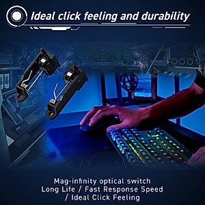 ELECOM V Custom VM600PE Wireless Gaming Mouse, 26K DPI Optical Sensor, 75g Ultra Lightweight, RGB LED, Rechargeable 95 Hr Battery Life, 8 Programmable Buttons, 100 Million Clicks, Grip Tape (Black)