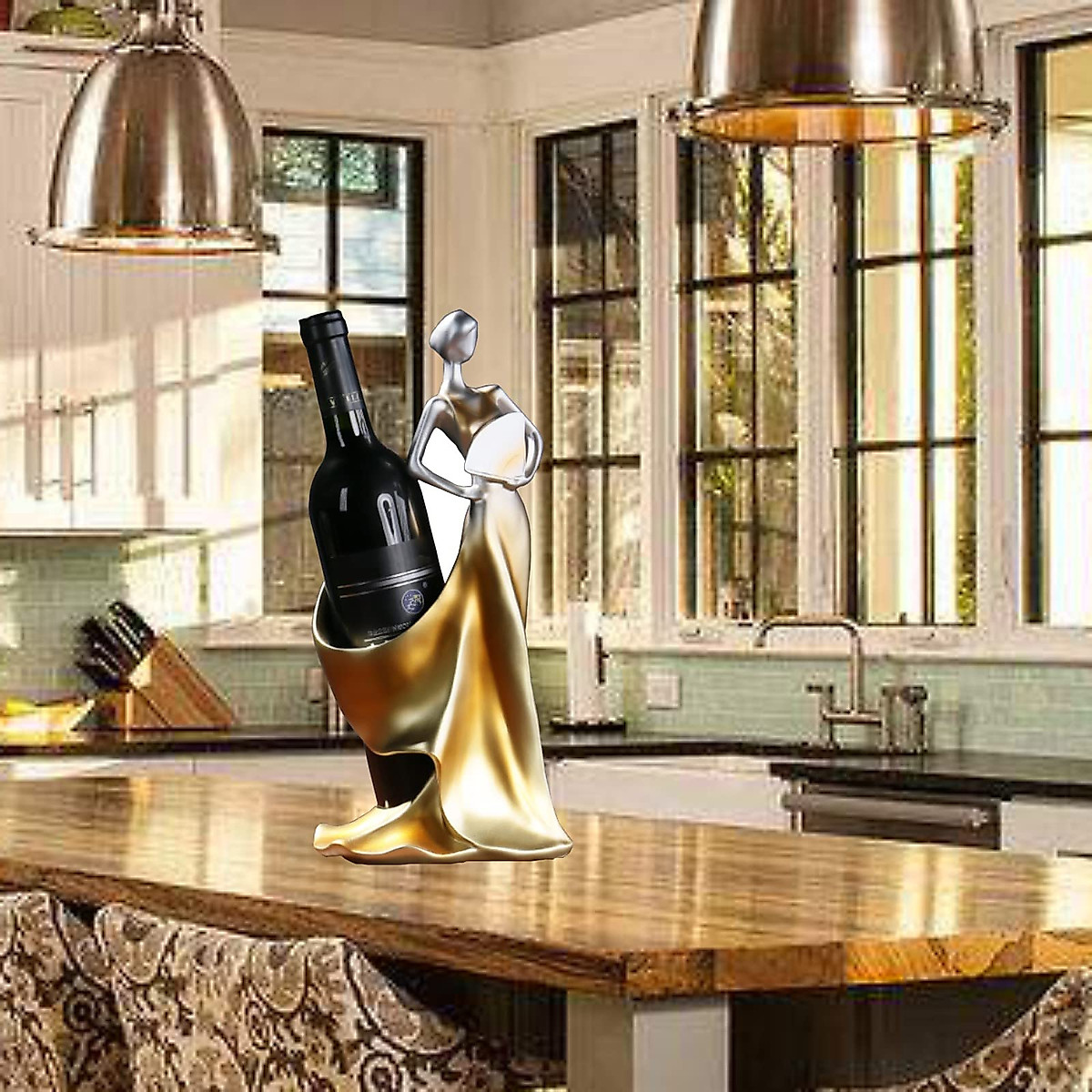 iStarcas Wine Rack, Wine Bottle Holder Decorative, Lady Wine Holder, Single Wine Holder Stand, Wine Racks Countertop for Kitchen Home Bar Tabletop Decor